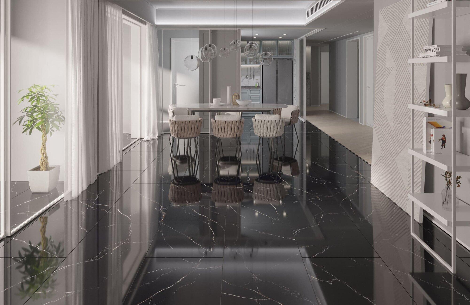 Dlažba imitující mramor Dark Marble | M.B.Keramika